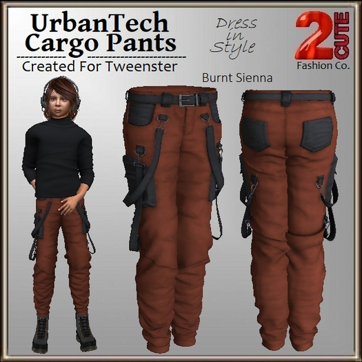Second Life Marketplace - UrbanTech Cargo Pants [2cute] Burnt Sienna